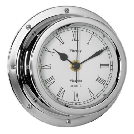 Nauticalia Fitzroy Roman Numerals Clock Chrome | Nauticalia Gifts ...